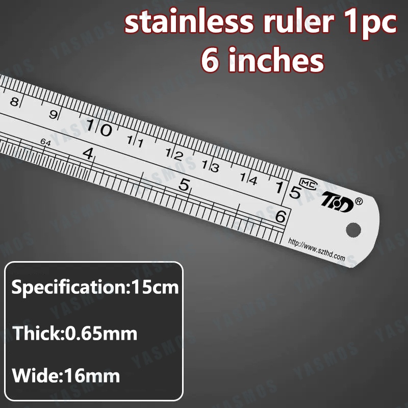 Stainless Steel Ruler METAL RULER Drawing Measurement 6", 8", 10", 12 ...