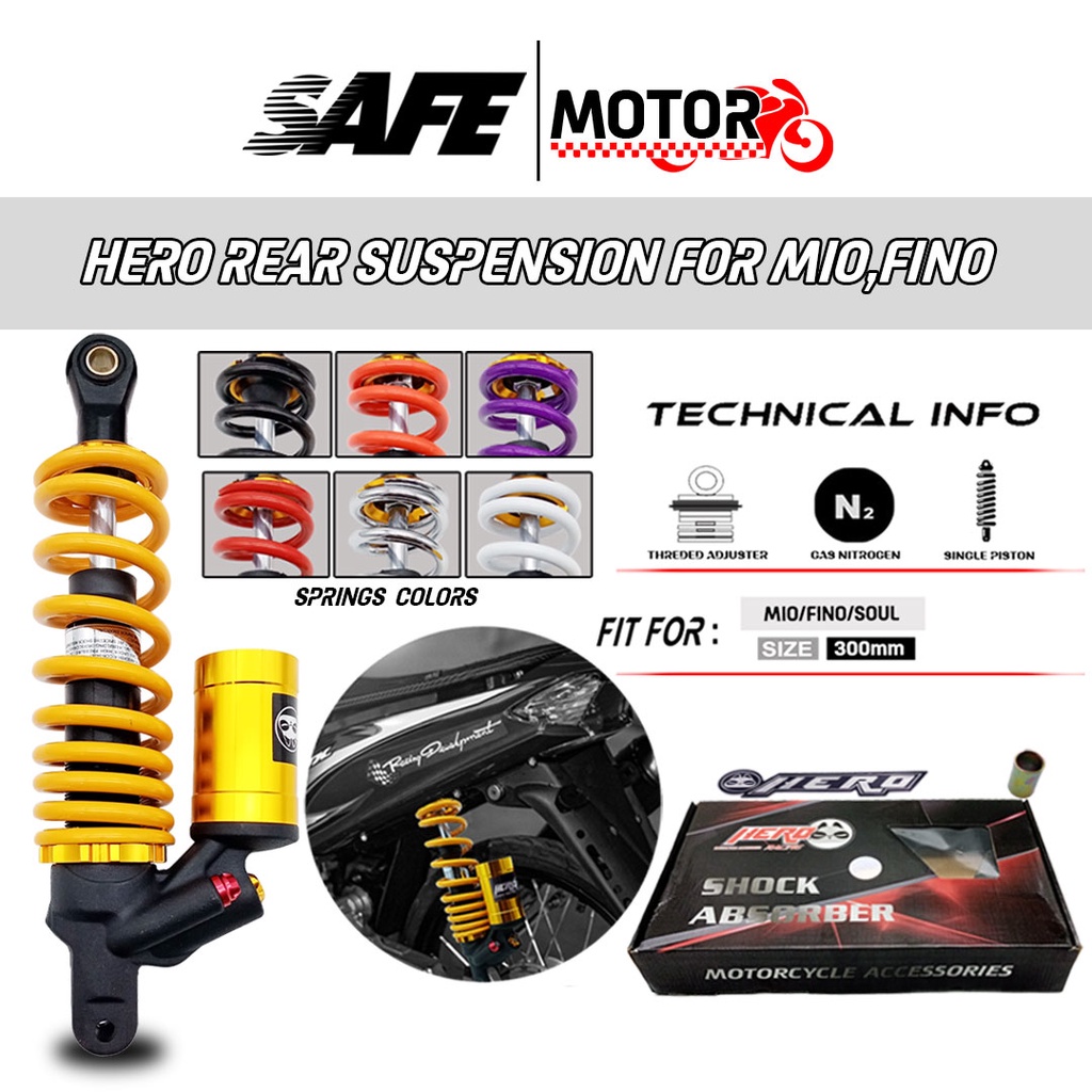 Racing Hero Rear Shock absorber black gold series MIO SPORTY / MIO I ...