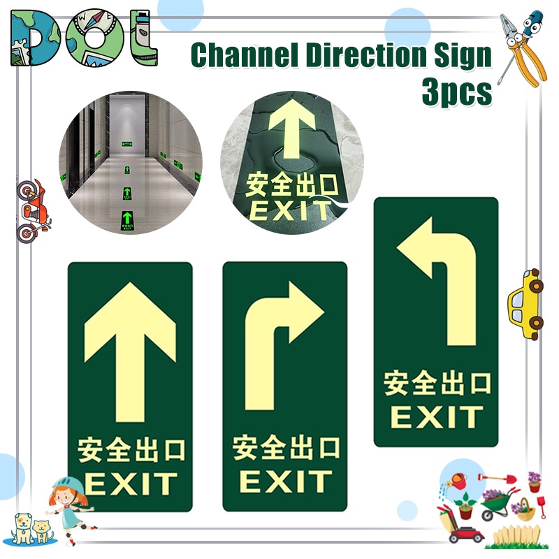 Glow-in-The-Dark Escape Direction Sign Laminated Vinyl Channel ...