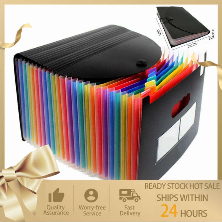 A4 & Long Size 25 pocket Accordion Expandable File Folder Organizer w ...