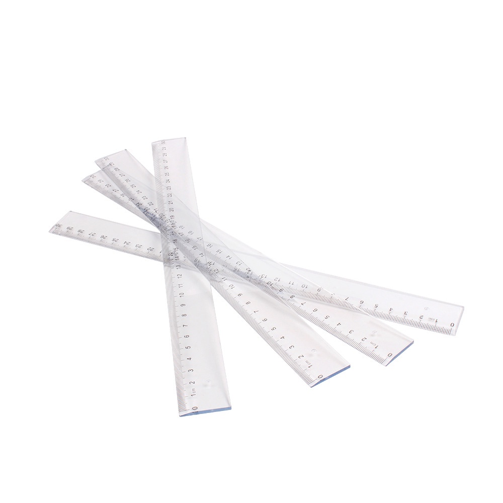 1PC Single 30cm Transparent Ruler Students Regular Ruler School Office ...