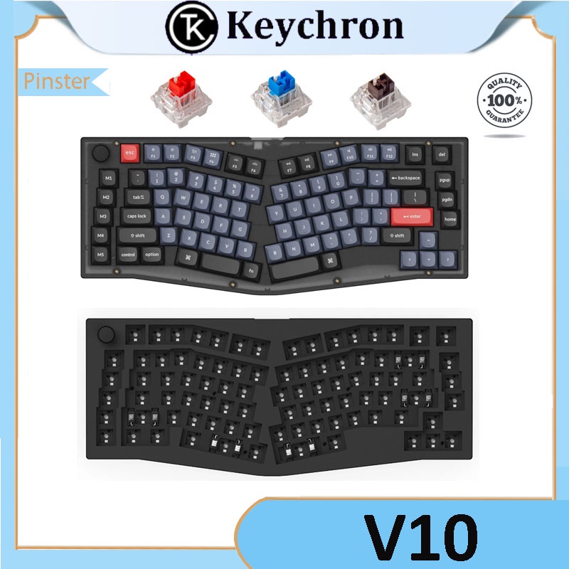 Keychron V10 Alice Custom Shaped Wired Mechanical Keyboard Knob Volume ...