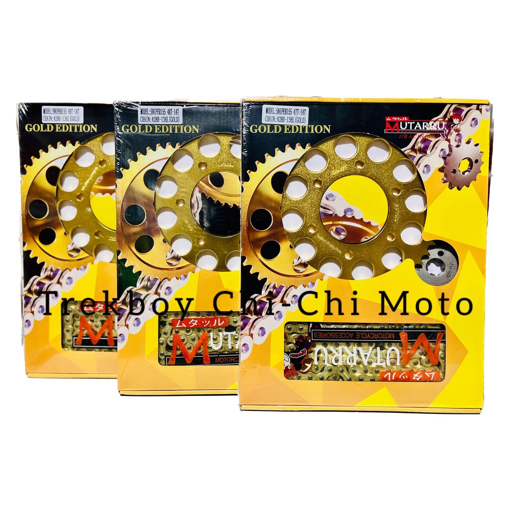 SNIPER 155 MUTARRU GOLD STEEL Chain Set [Made in Thailand] *** GOLD ...