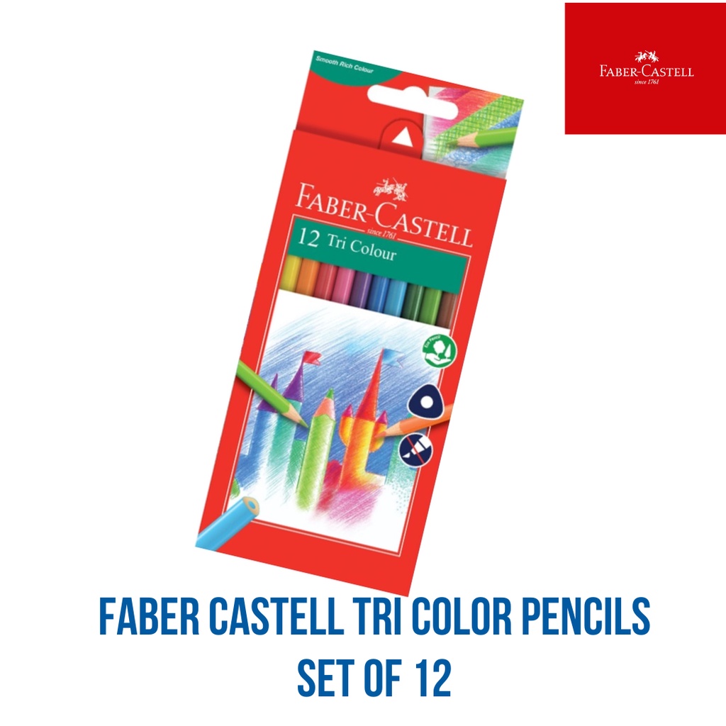 Faber-Castell Tri Color Pencil 12 24 Colors Colored Pencils | Shopee ...