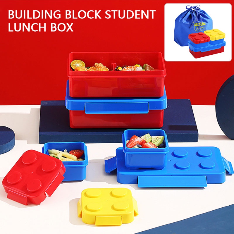 Lunch Box For Kids Portable Sealed Color Building Blocks Splicing ...