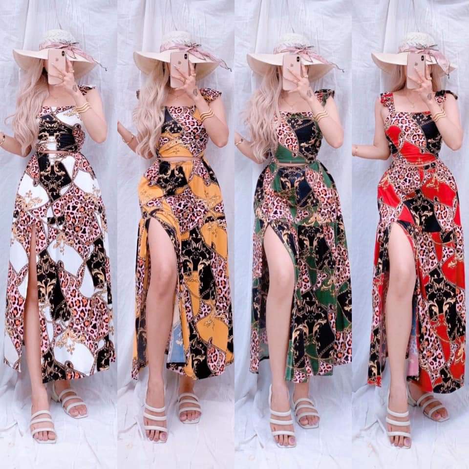 MyFashionShop | BRIANNA Backless Top and Maxi Skirt with Slit for Women ...