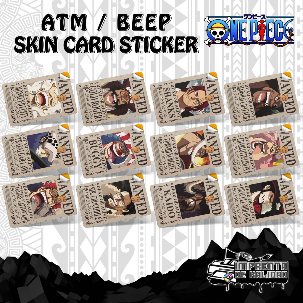 One Piece Wanted Skin Card Sticker Vinyl Debit/ATM/beep card sticker ...