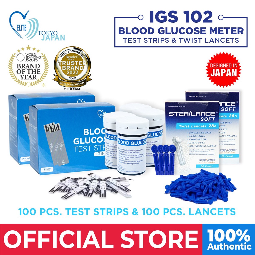Indoplas Elite Tokyo Japan IGS102 100 PCS Test Strips and 100 PCS ...