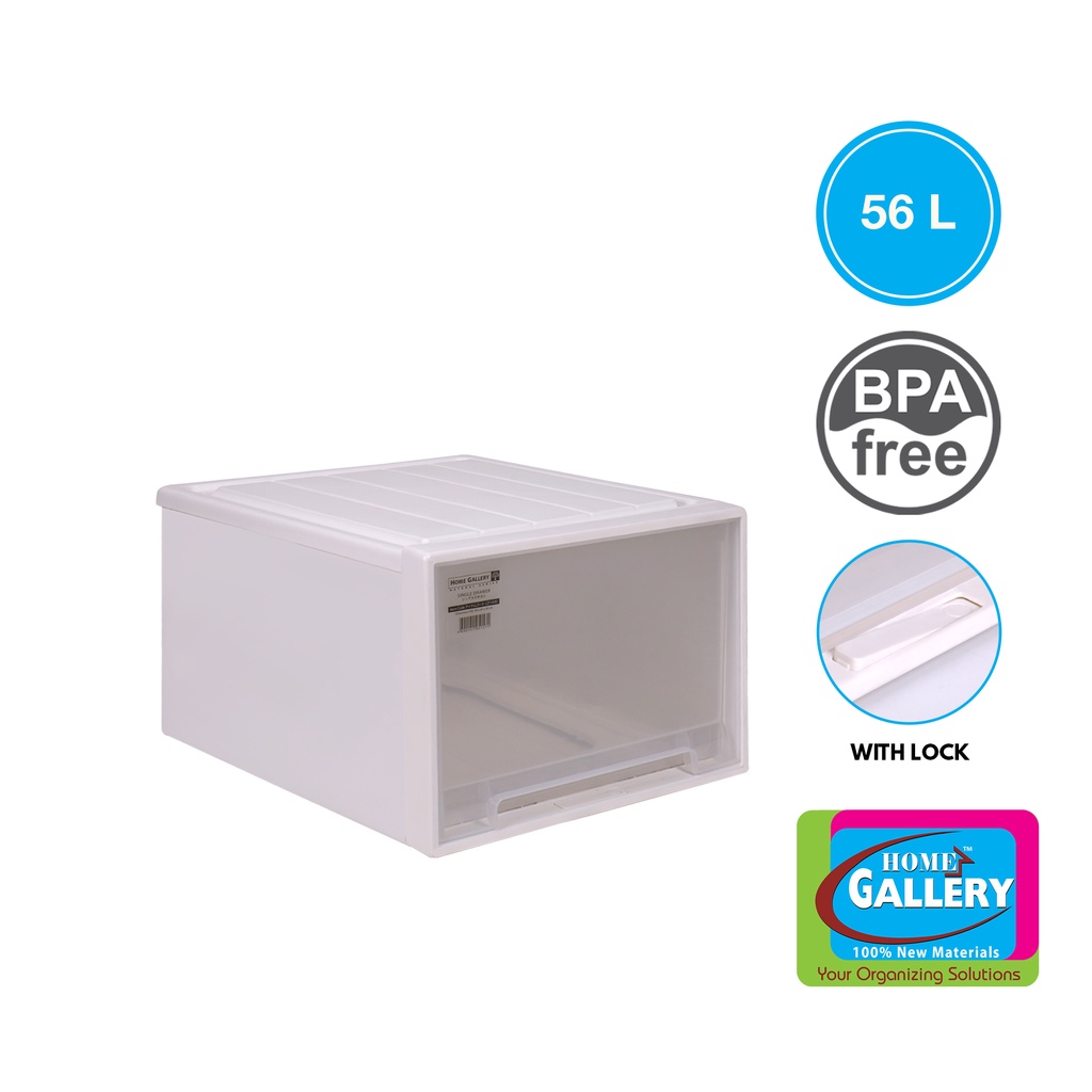 Home Gallery Plastic Single Drawer 56L | Multi-Purpose Plastic Push ...
