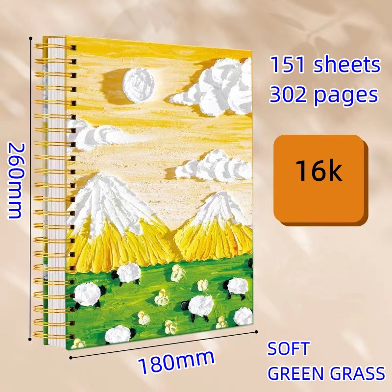 Oil Painting Spiral Hardbound Coil Notebook College Thickened Student ...
