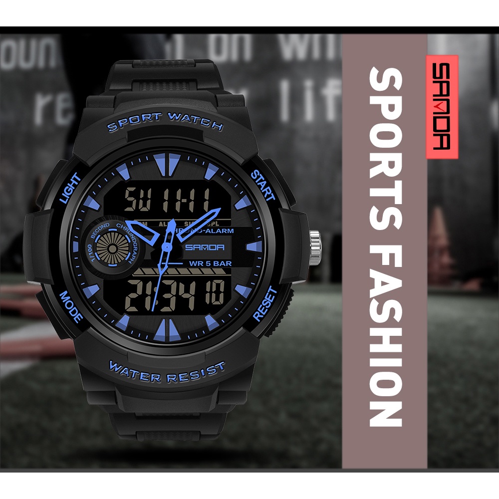 2024 New SANDA 6002 Large Men Watches Digital Watch Luminous 5BAR Waterproof Male Sport Watch ...