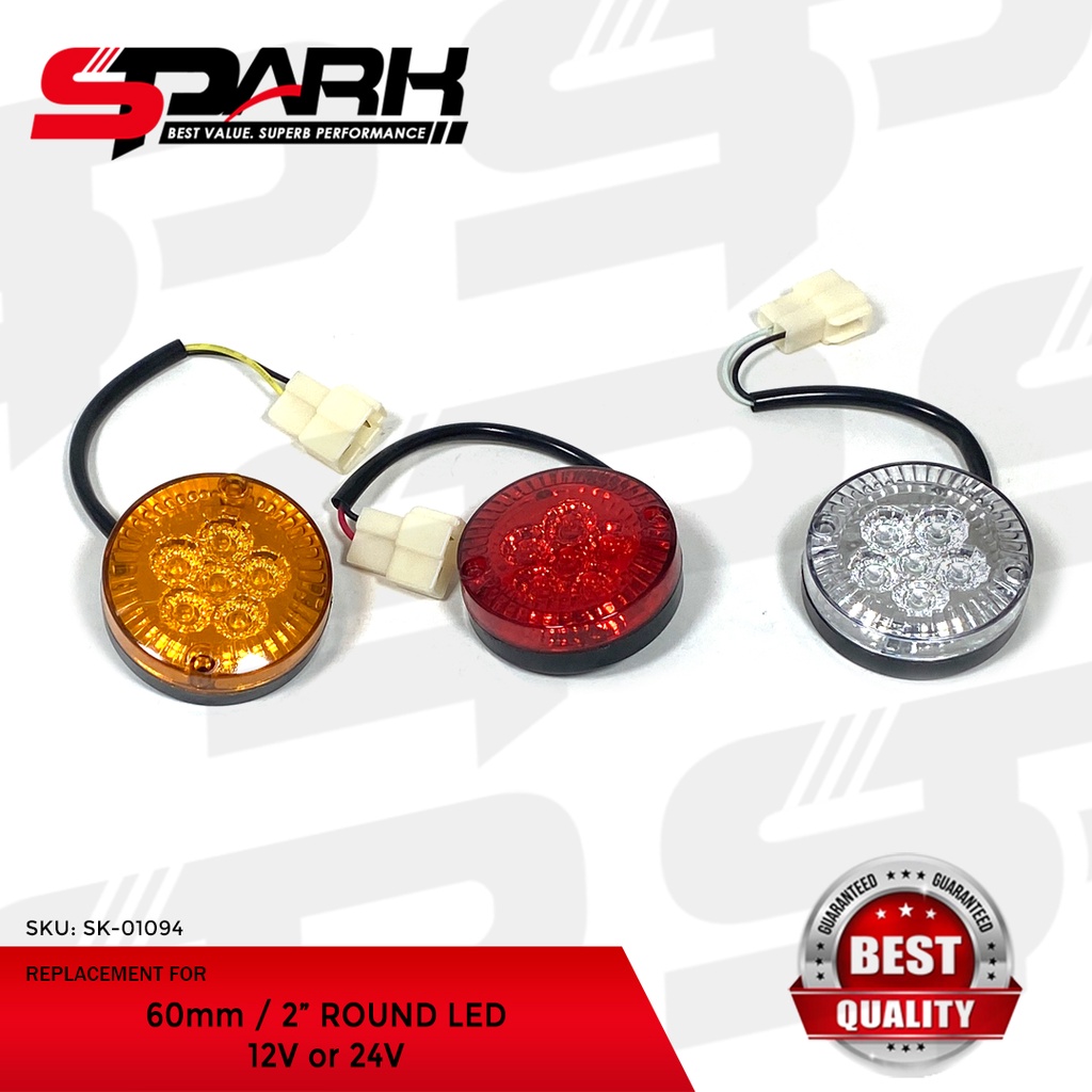 Side Lamp Indicator Marker Light Round 60mm 2 inches for Universal Cars ...