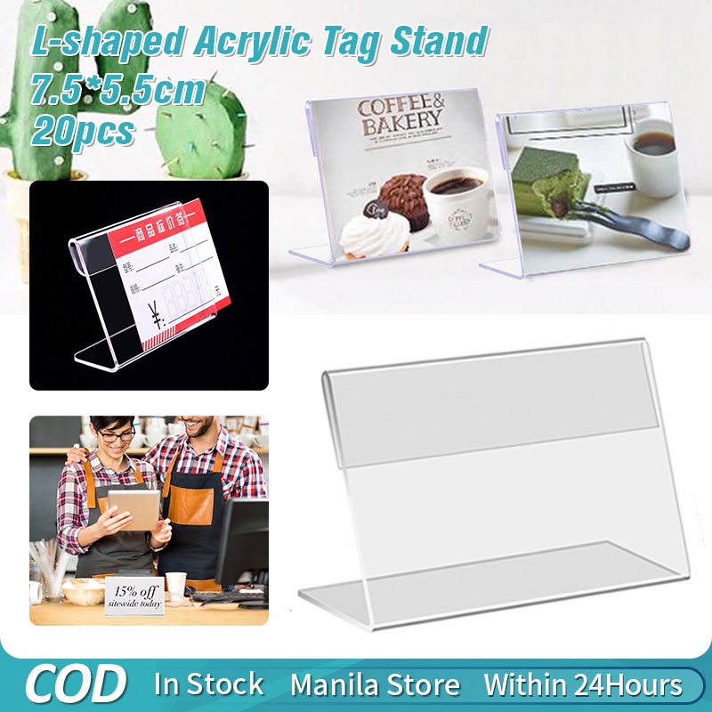 20pcs Acrylic Sign Holder Clear Plastic Table Top Name Card Price Tag ...
