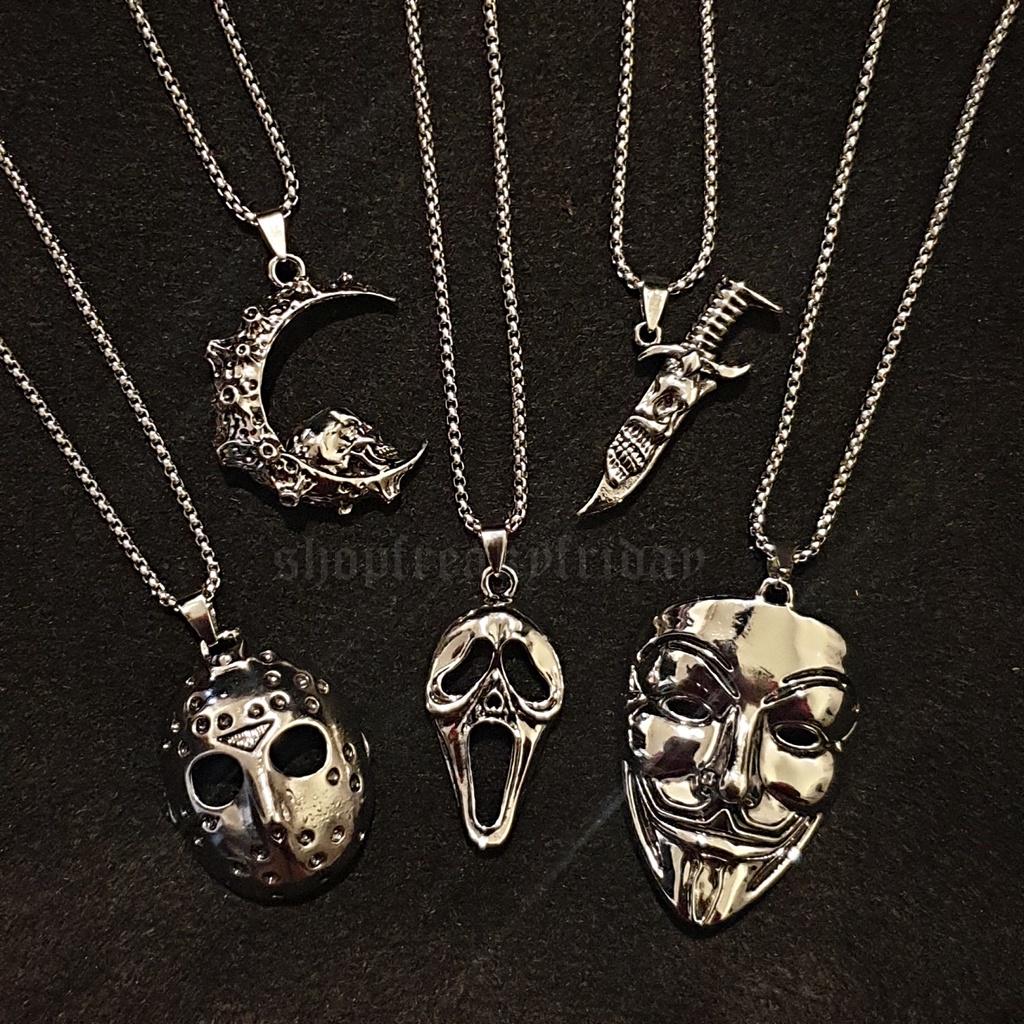 Gothic Punk Skull Skeleton Cross Scream Ghostface STAINLESS Necklace ...