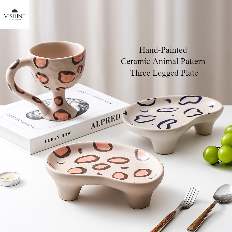 Hand-Painted Nordic INS Ceramic Animal Pattern Three Legged Plate ...