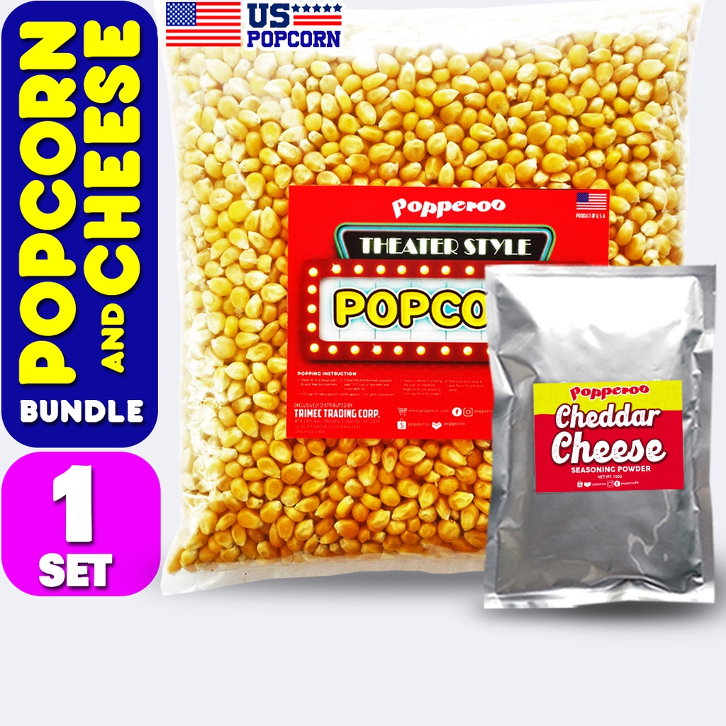 POPPEROO Premium Cheese Powder Seasoning (100g) + US 🇺🇸 Popcorn Kernels ...