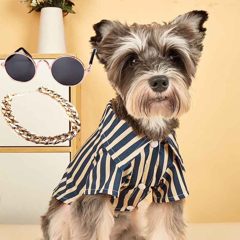 British Style Dog Clothes for Shih Tzu Male Birthday Striped Pet ...