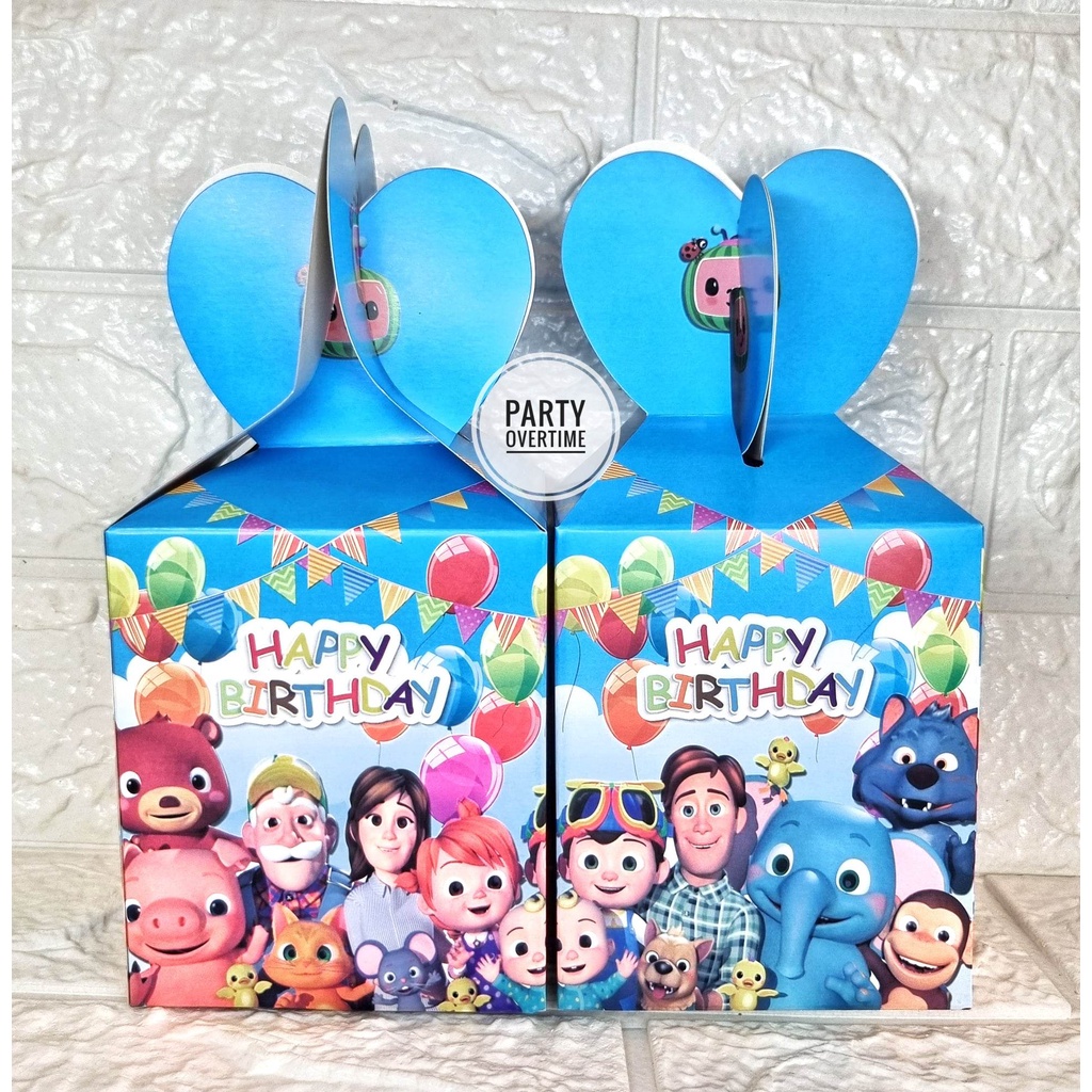 6 pcs Cocomelon Happy Birthday Heart Top Gift Box Birthday Christening ...