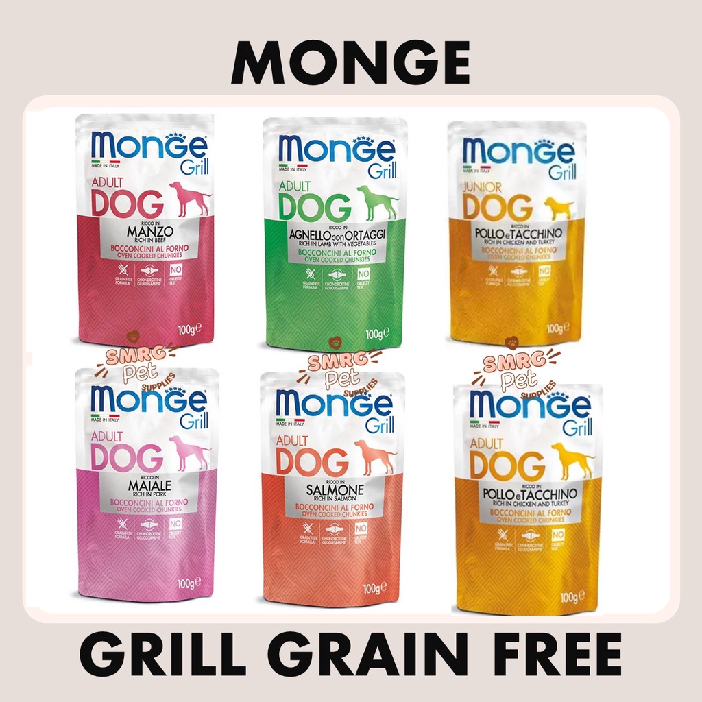 Monge Grill Grain Free Wet Dog Food Chunkies in Pouch 100g | Shopee ...
