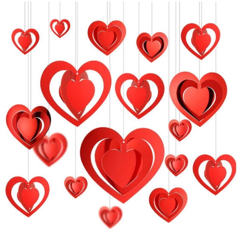 16pcs 3D Heart Backdrop Hanging Decorating Kit for Valentines Day ...