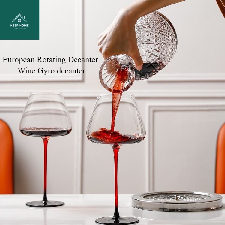 KeepHome European Rotating Wine Gyro Decanter Divider Diamond Cut ...