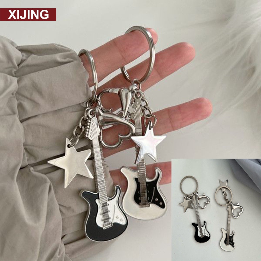 XJ- Cute Music Instrument Keychain Guitar Pendant Keychain Couple Boys ...