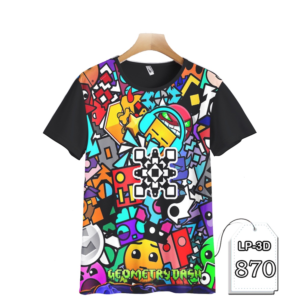 Geometry Dash Printing 3D T-Shirt Children's Serial Game T-Shirt LP3D ...