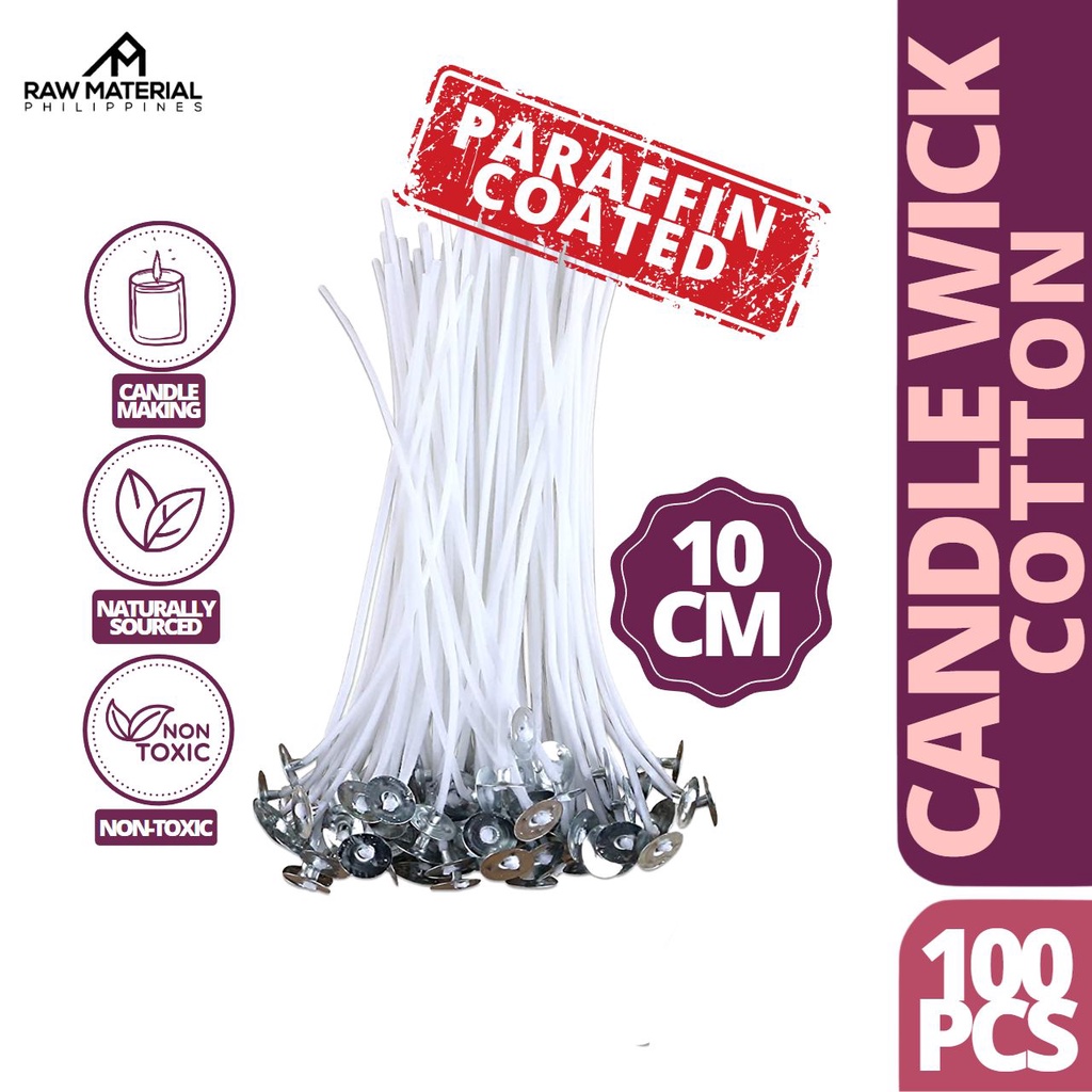 RMPH 10CM Paraffin Coated Candle Wick Smokeless Wax Pure Cotton Wick ...
