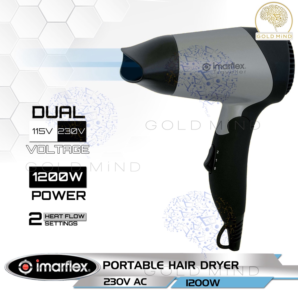 Imarflex HD-1200T Portable Hair Dryer Blower DUAL VOLTAGE 1200W ...