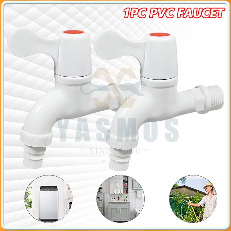 PVC Plastic Thickened Hose Bibb faucet with hose connector White 4 ...
