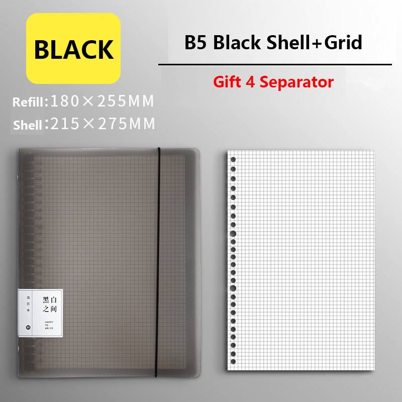 A5/B5/A4 Refillable Plastic Cover Note-book Loose Leaf 60 sheets Binder ...