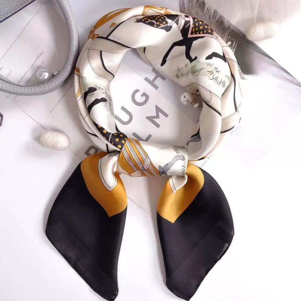 70*70cm Luxury Brand Silk Scarf Women Print Hair Neck Square Scarves ...