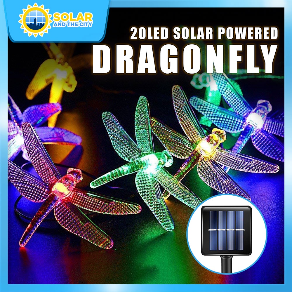 S&C Dragonfly Solar String Lights Outdoor 20 Led Waterproof Solar ...