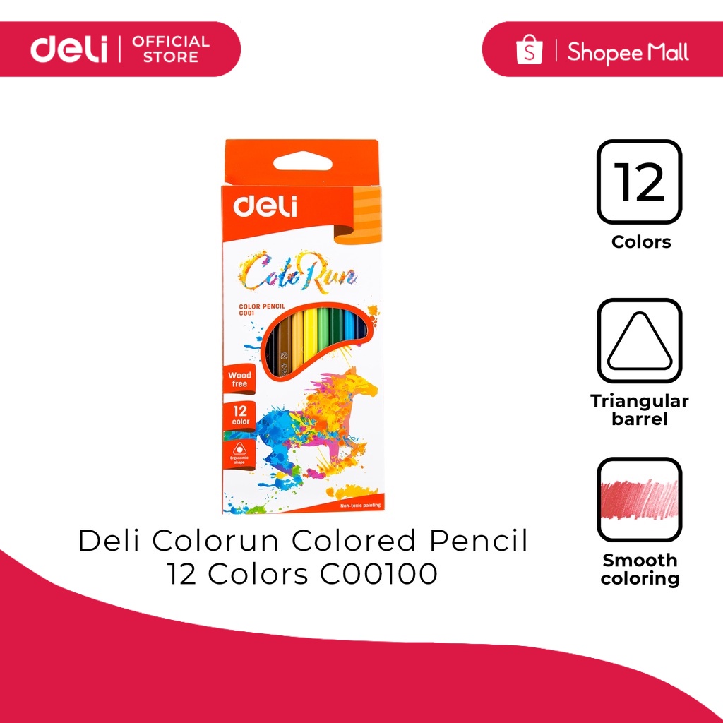 Deli C00100 Colorun Colored Pencil 12 Colors [79C00100] | Shopee ...