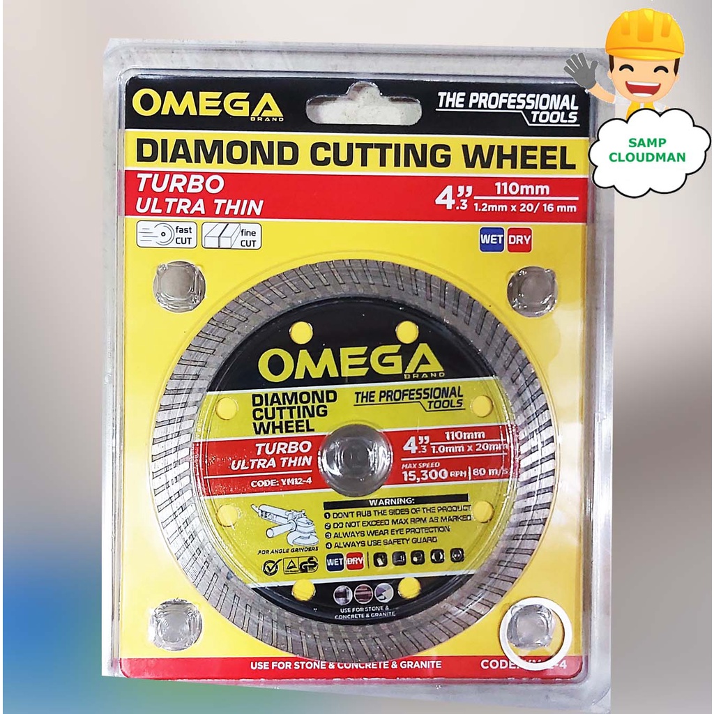 Omega Turbo Ultra Thin Diamond Cutting Wheel 4" Disc Disk for Stone, Concrete, Tiles Granite ...
