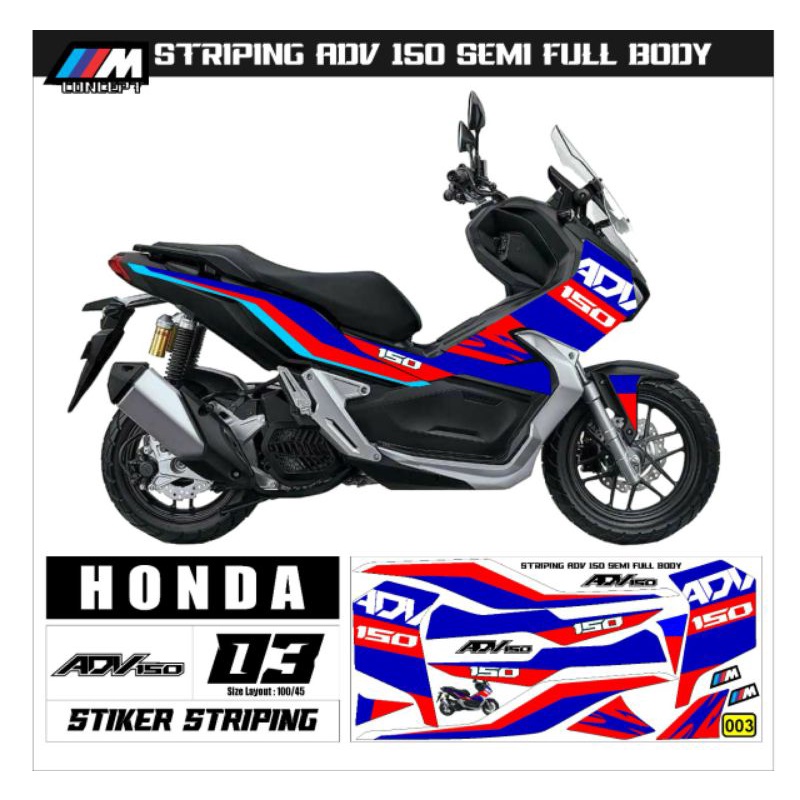Honda ADV 150/160 variation Striping Decal, full body sticker, Honda ...