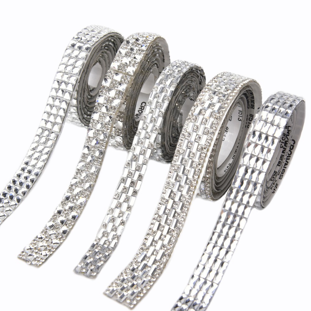 5 Yards Glitter Clear Rhinestone Sticker Diamond Ribbon Self Adhesive ...