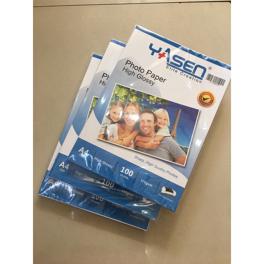 Glossy Photo Paper 115GSM A4 No Back Print (100 Sheets) | Yasen Brand ...