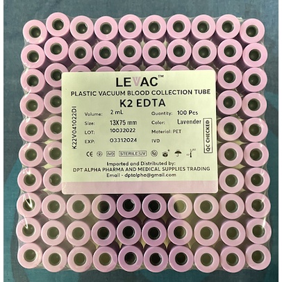LEVAC - Purple Top Lavender Top - EDTA K2 2ml - Blood Collection Tube ...