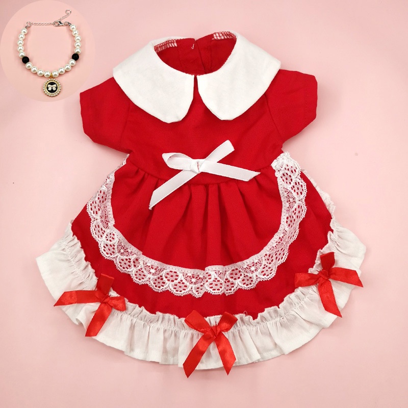 Red Dog Dress for Shih Tzu Female Birthday Sweet Puppy Princess Skirt ...