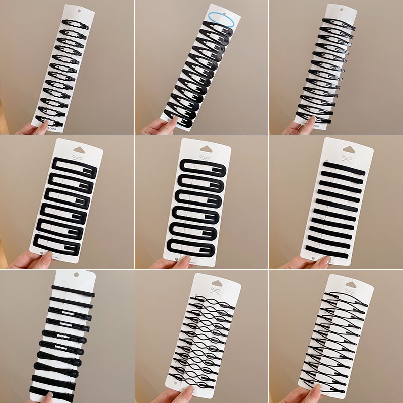 Black Metal Hair Clip Set Female INS Simple Clip Side Bangs Clip Bb ...