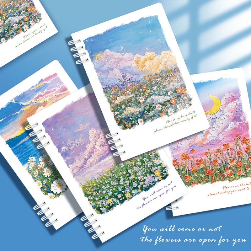60Sheets Moon Flower Spring Notebook Landscape Notepad A5/B5 60Sheets ...