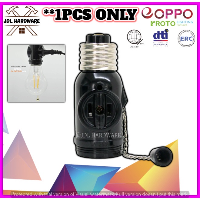 104 1PCS Pull Chain Socket with 2 Flat Pin Outlet Lamp Socket Bulb ...