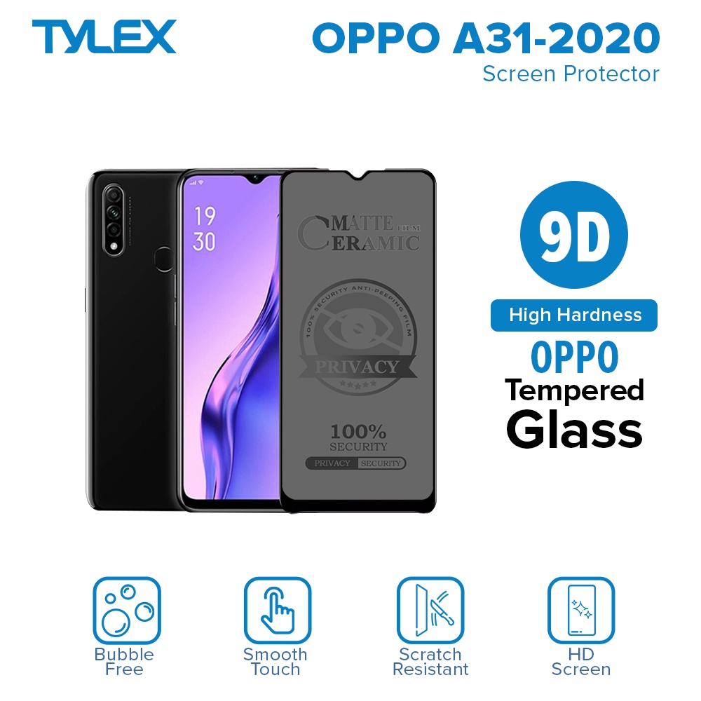 Tylex Privacy Film Ceramic 9D Tempered Glass Screen Protector for OPPO ...