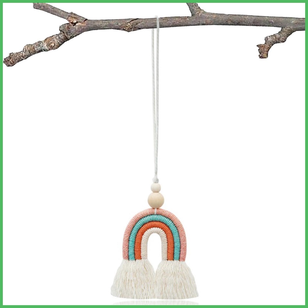 Rainbow Rope Hanging Wall Decor Macrame Rainbow Rear View Mirror Hanger ...