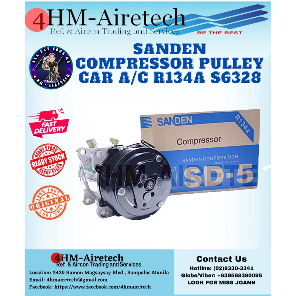 FOURHM SANDEN Car Aircon Compressor Pulley SD5H14 R134A S6328 (Serial ...