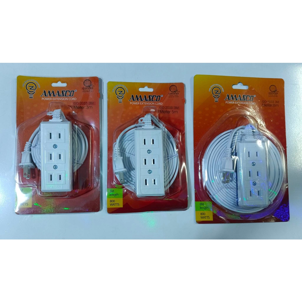 AMASCO Power Extension Cord GD-2033 3M (3m,5m,8m) | Shopee Philippines