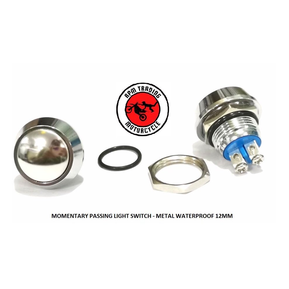 Push Button Momentary Passing Light Switch-Metal Waterproof 12MM ...