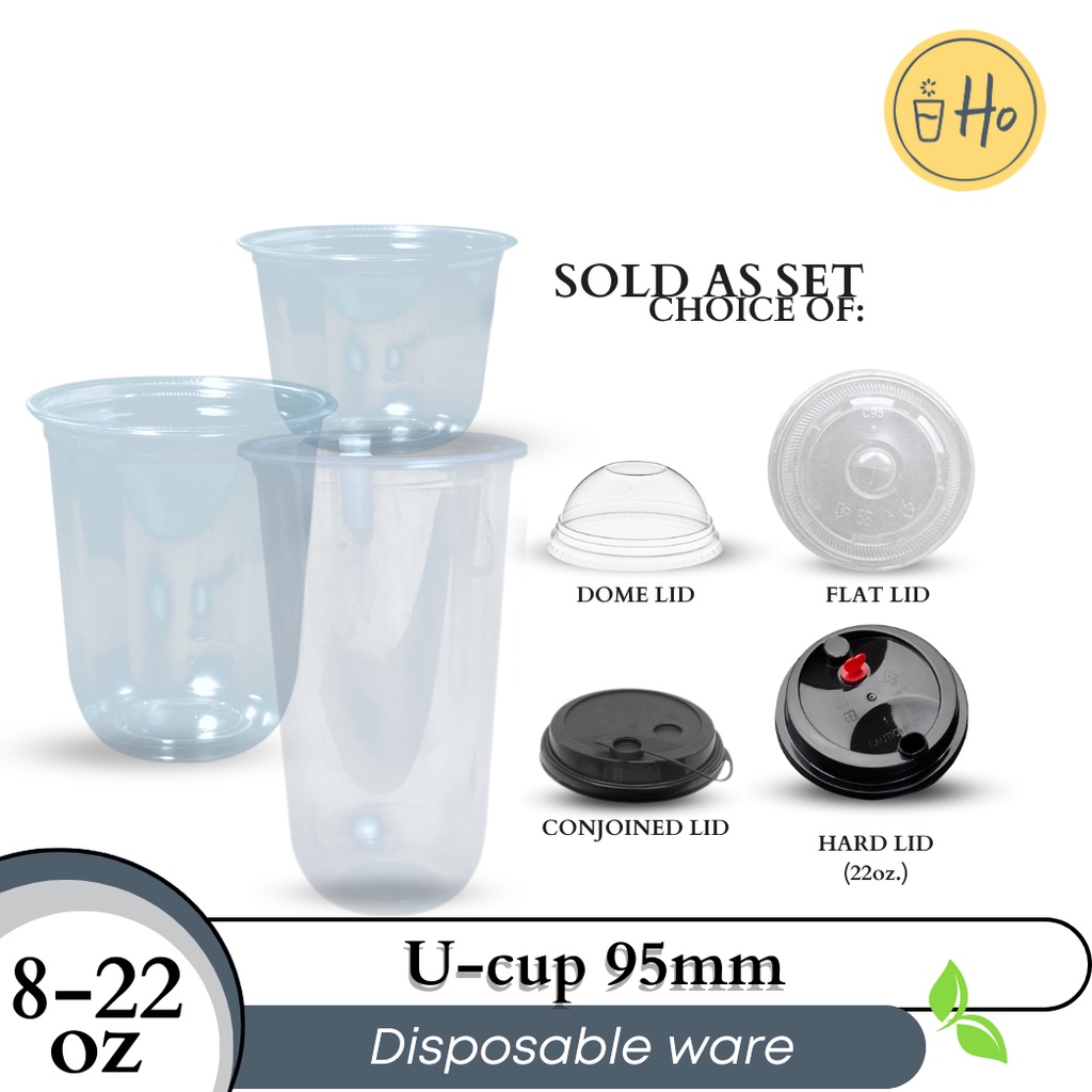 U Cup 95 MM Milktea Cup with Lids (100 pcs/ Bndl) Disposable Plastic ...