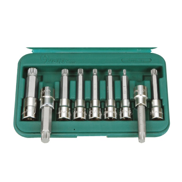 Hans Tools 46028-49 ½" Drive 9 pcs. 100mm XZN and CV RIBE Bit Socket ...
